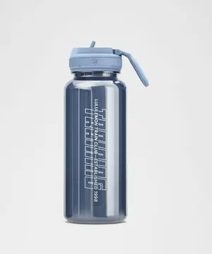 Lululemon Back To Life Clear Bottle 32oz Straw Lid - Steel Blue