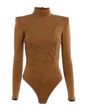 Elisabetta Franchi Bodysuit In Cupro And Elastane - Beige