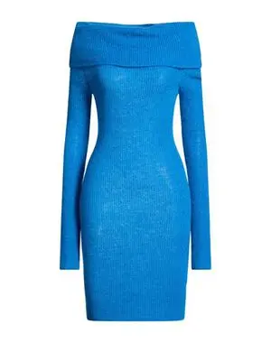 DONDUP Midi Dress Azure Size Polyamide, Alpaca Wool, Wool - Blue