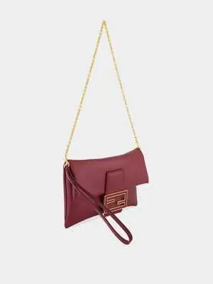 Fendi Nappa Leather Mamma Baguette Pouch - Burgundy