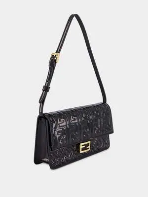 Fendi Patent Leather Ff Wallet On Chain - Black