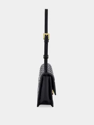 Fendi Patent Leather Ff Wallet On Chain - Black