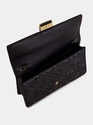 Fendi Patent Leather Ff Wallet On Chain - Black