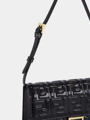 Fendi Patent Leather Ff Wallet On Chain - Black