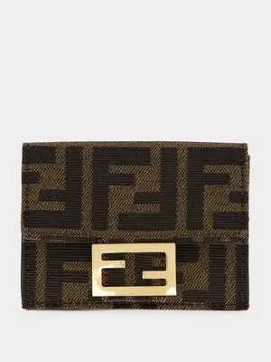 Fendi Ff Jacquard Baguette Micro Trifold Wallet - Brown