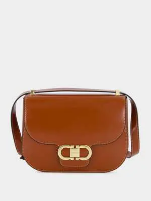 FERRAGAMO Double Gancini Crossbody Bag - Brown