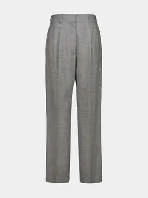 BLAZÉ MILANO Houndstooth Virgin Wool Straight-leg Pants - Black