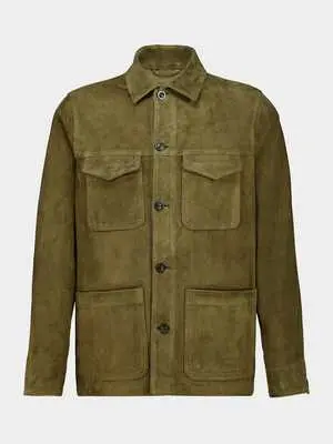 Boglioli Suede Utility Shirt Jacket - Green