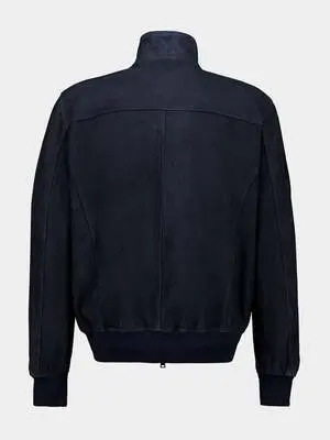 Boglioli Navy Suede Leather Bomber Jacket