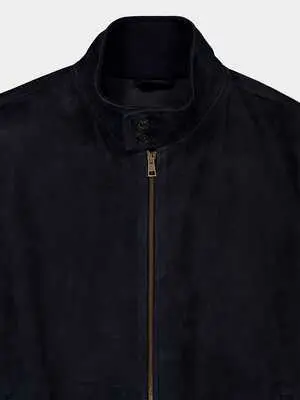 Boglioli Navy Suede Leather Bomber Jacket