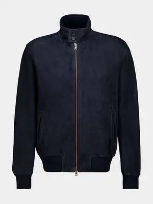 Boglioli Suede Leather Bomber Jacket - Blue