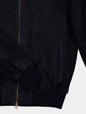 Boglioli Suede Leather Bomber Jacket - Blue