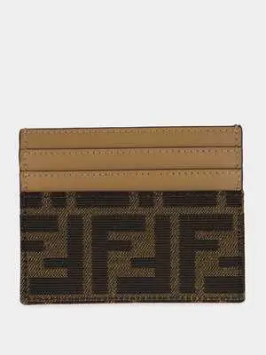Fendi Ff Jacquard Baguette Card Case - Brown