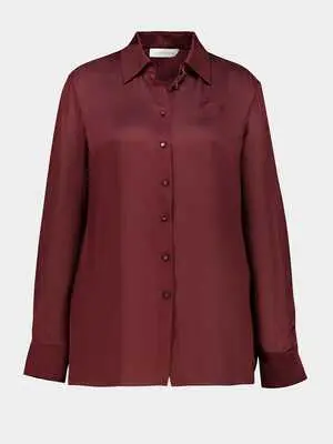 Zimmermann Wine Luna Satin Silk Shirt - Burgundy