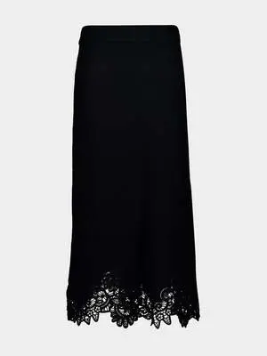 Zimmermann Luna Merino Lace Midi Skirt - Black