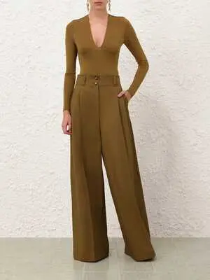 Zimmermann Luna Tailored Wide-leg Trousers - Brown