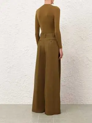 Zimmermann Luna Tailored Wide-leg Trousers - Brown