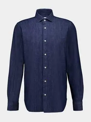 Boglioli Dark Cotton Long-sleeve Shirt - Blue