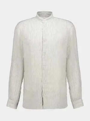 Boglioli And Brown Striped Linen Shirt - White
