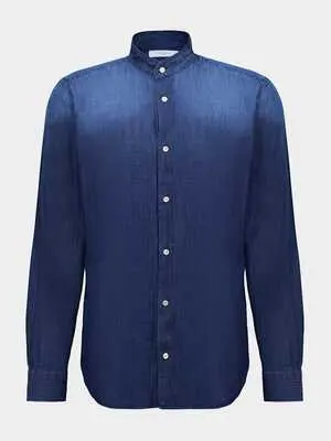 Boglioli Cotton Mandarin Collar Shirt - Blue
