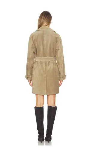 FRAME The Suede Trench Jacket In Tan