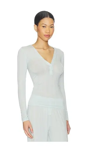 NEGATIVE UNDERWEAR Whipped Henley In Baby Blue - Mist