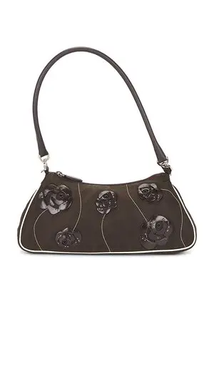 FWRD RENEW Prada Tessuto Rose Shoulder Bag In Brown - Black