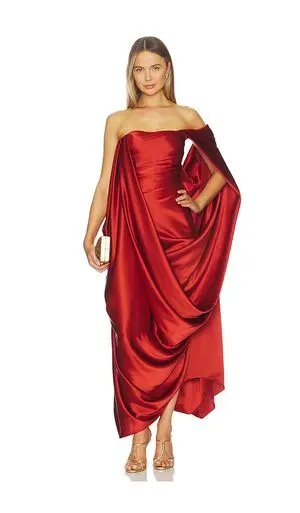 Alejandra Alonso Rojas Draped Overlay Gown - Rust