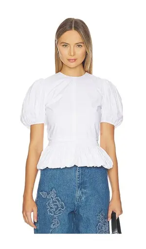 ROTATE BY BIRGER CHRISTENSEN Top With Puffsleeves In White - Bright White
