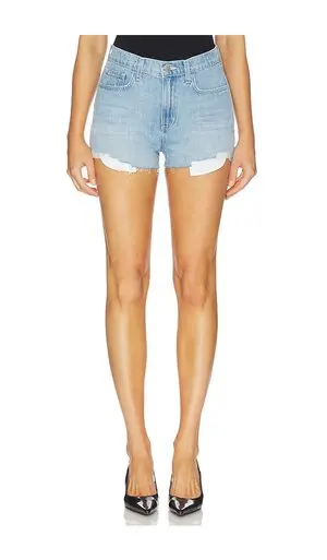 L'Agence Clark High Rise Short In Blue - Bellflower Destruct