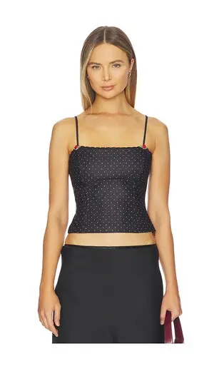 RUNAWAY THE LABEL Josie Top In Black - Black & White Polka Dot Small