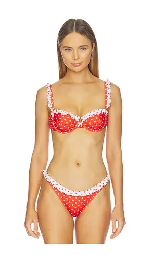 BANANHOT Angela Bikini Top In Red - Red Polka
