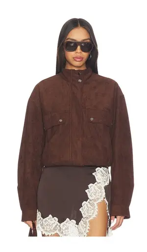 MORE TO COME Kaydee Faux Suede Jacket - Brown