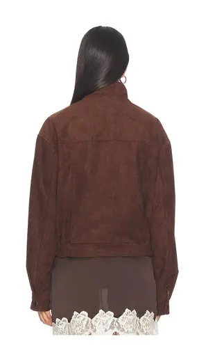 MORE TO COME Kaydee Faux Suede Jacket - Brown