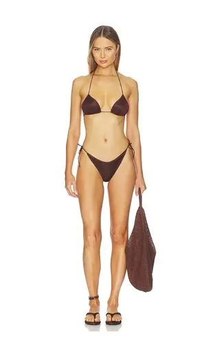 Oseree Lumiere 80s Bikini Set In Brown - Chocolate