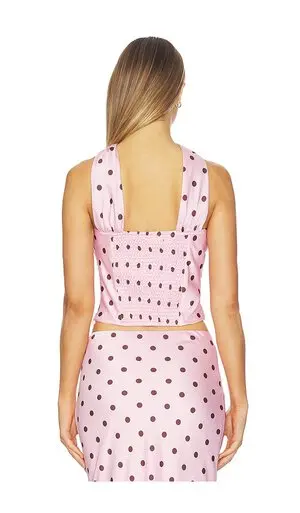 RUNAWAY THE LABEL Blaine Top - Musk & Choc Polka Dot