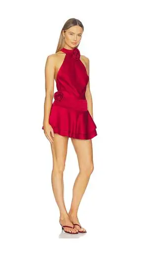 RUNAWAY THE LABEL Laurel High Neck Layered Mini Dress