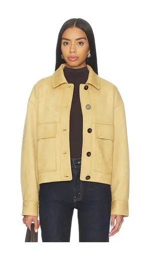 ELODIE THE LABEL Liora Vegan Suede Jacket In Yellow - Camel