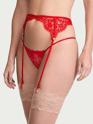 Victoria's Secret Dream Angels Lace Garter Belt - Red