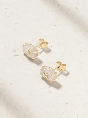 SYDNEY EVAN 14-karat Moonstone And Diamond Stud Earrings - Gold