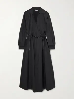 Max Mara Cotton Maxi Shirt Dress With Drawstring - Black