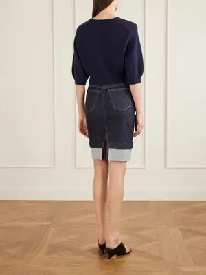 Khaite Lorelai Cropped Wool And Cashmere-blend Sweater - Blue