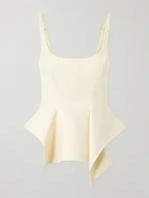 Khaite Loa Linen Peplum Top - Neutrals