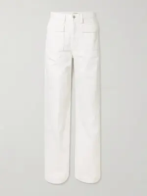 FRAME The Collegiate Pocket High-rise Wide-leg Jeans - White