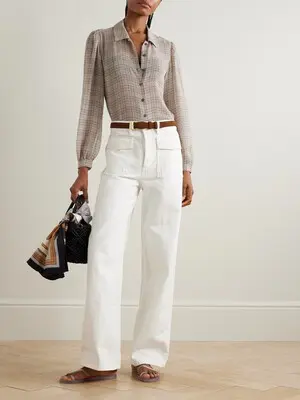 FRAME The Collegiate Pocket High-rise Wide-leg Jeans - White