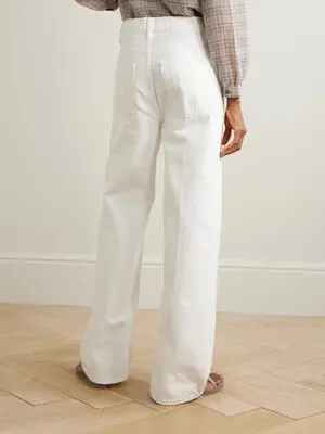 FRAME The Collegiate Pocket High-rise Wide-leg Jeans - White
