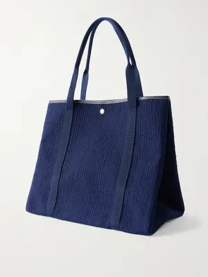 Rue De Verneuil Traversée Large Webbing And Leather-trimmed Tweed Tote