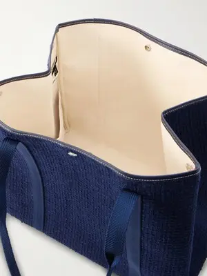 Rue De Verneuil Traversée Large Webbing And Leather-trimmed Tweed Tote