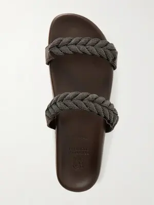 Brunello Cucinelli Bead-embellished Leather Sandals