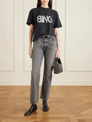 ANINE BING Walker Printed Cotton-jersey T-shirt